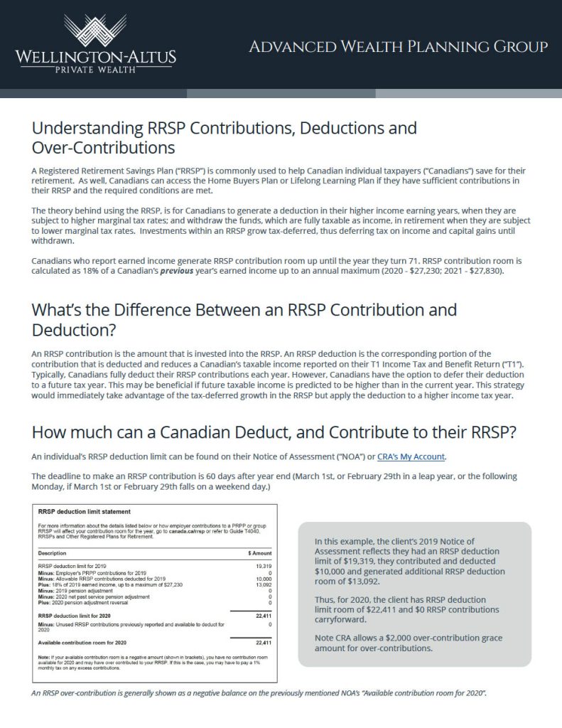 Understanding RRSP Contributions, Deductions and Over-Contributions - The Wong Group